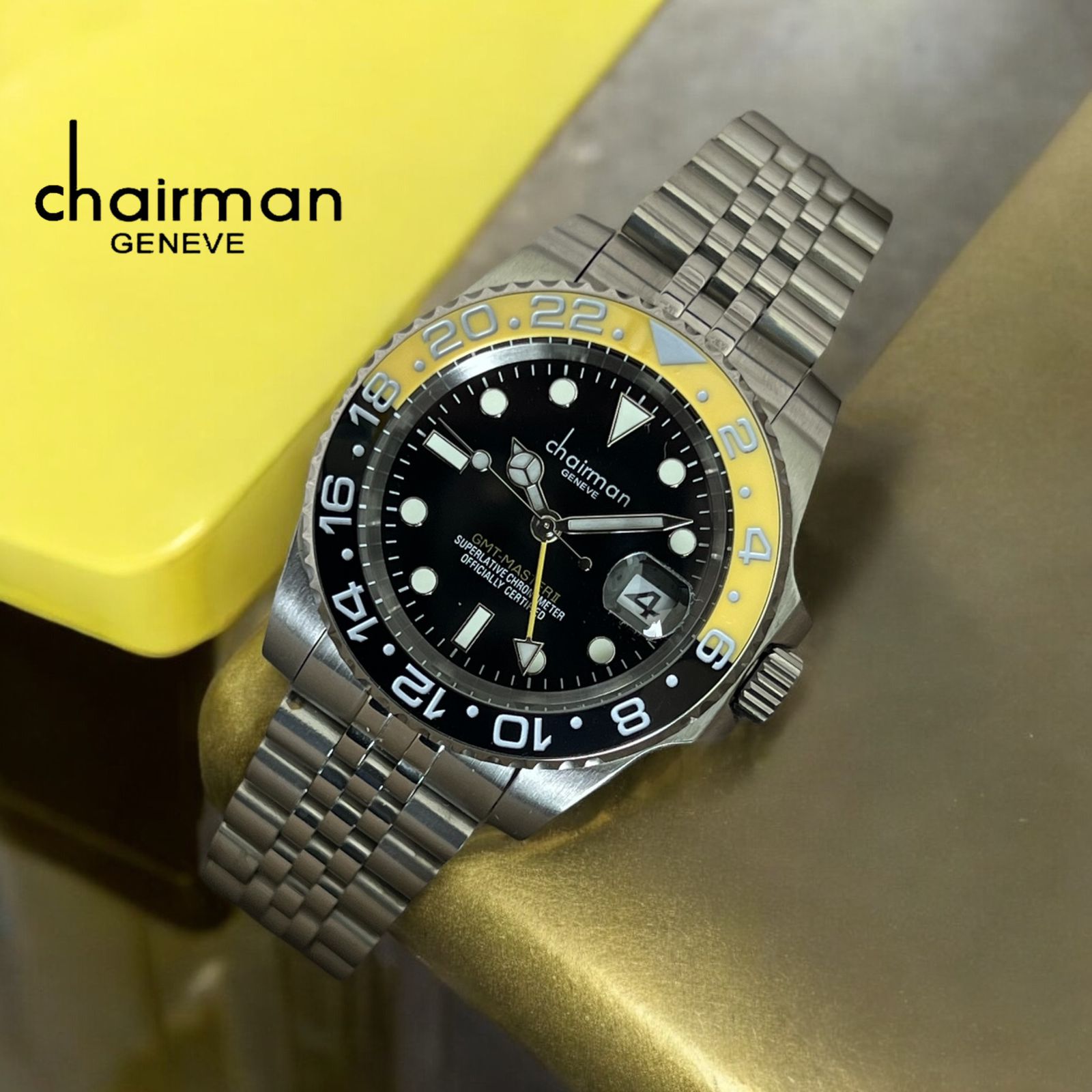 ساعة Chairman Geneve Superlative Chronometer Dated ذات الميناء الأسود ...