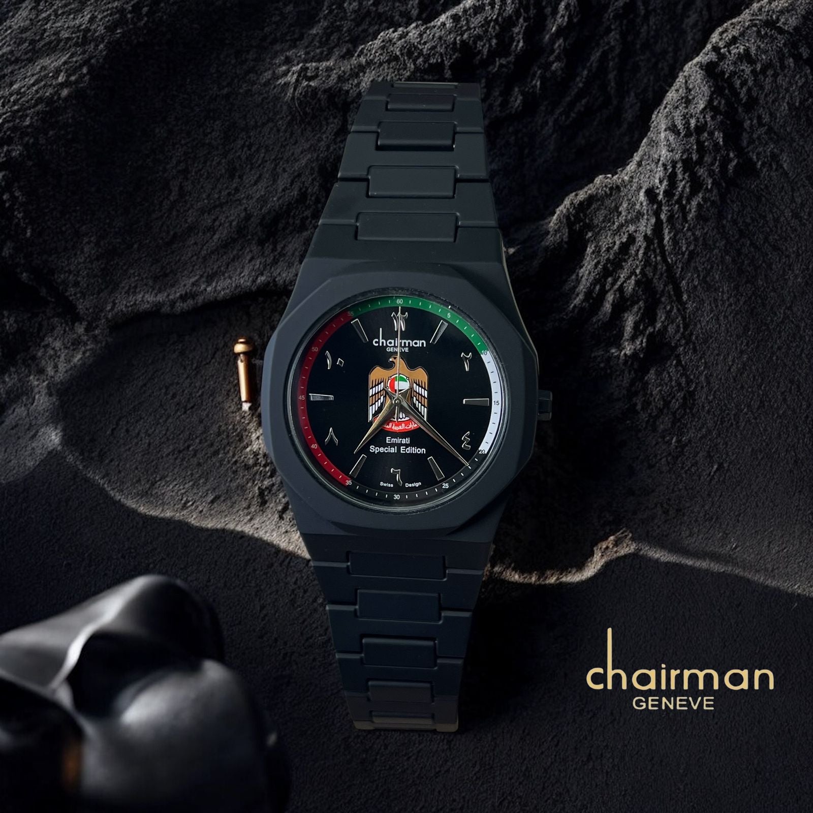 Emirati Special Edition Chairman Geneve UAE Emblem Arabic Black Dial B ...