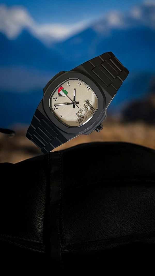 UAE Heart Shape Flag Sheikh Photo Arabic Dial Gents Watch – DealDXB